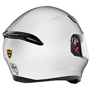 GDM Ghost Full Face Motorcycle Helmet with Clear and Gold Shields (Pearl White, Medium)