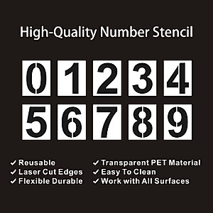 8 inch Number Stencils Set 0-9 Address Number Stencil Templates Reusable Plastic Number Stencils for Cake Stencil Number Painting Stencils Templates