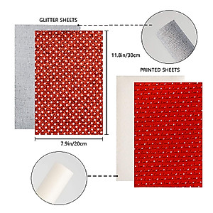 Whaline Valentine's Day Faux Leather Sheet Red Heart Love Pattern Synthetic Leather 7.87" x 11.81" Glitter Fabric Crafts for Earring Hair Bow DIY Crafts Making Holiday Anniversary Decor, 9 Sheet
