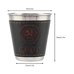 4Pcs 70ml Stainless Steel Shot Glasses Wine Cup Mini Portable Coffee Cup with Leather Cover for Travel Picnic