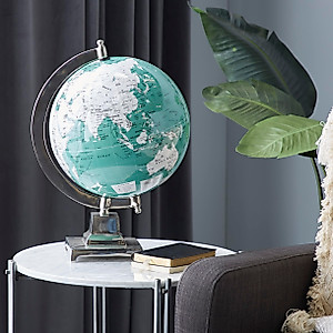Deco 79 Aluminum Metal Globe, 12" x 12" x 18", Teal