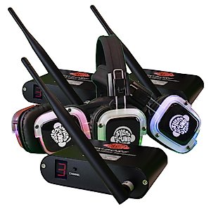 Silent Sound System 50 Pack Silent Disco LED Headphone Package (50 RF Headphones, 3 Transmitters)