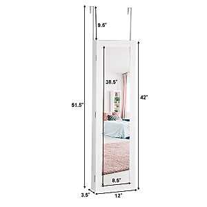 Giantex Jewelry Cabinet Armoire Door Wall Mounted, Full Length Mirror and 5 Storage Shelves for Display Bracelets Rings Cosmetics Hanging Organizer, Mirrored Storage Jewelry Cabinets
