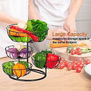 Auledio 4-Tier Countertop Fruit Basket Bowl Vegetables Storage Holder,Black