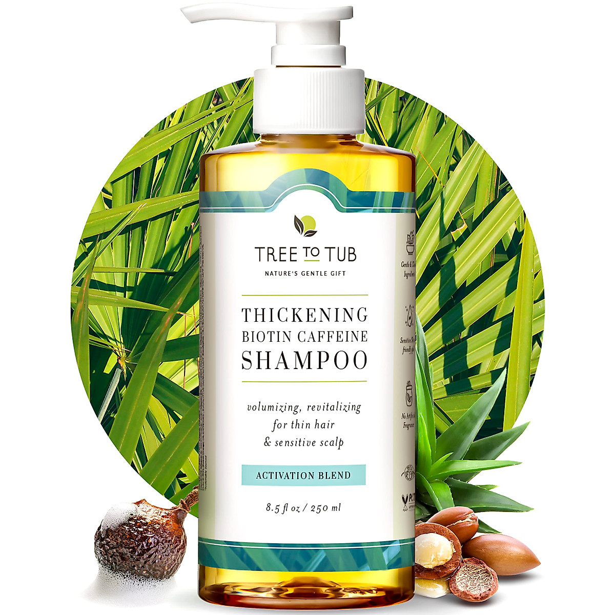 Tree To Tub Biotin Fine Hair Shampoo for Thicker, Fuller Volume & All Hair Type Hydrating Argan Oil Conditioner for Dry Oily Hair & Sensitive Scalp - Gentle Volumizing Shampoo & Conditioner