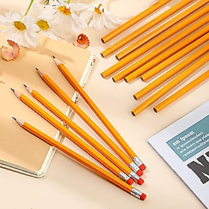 400 Pcs Yellow Pencils Unsharpened Wood Pencils Bulk with Erasers 2 HB Pencil Wood Cased for Kids Teacher Students Office School Classroom Supplies