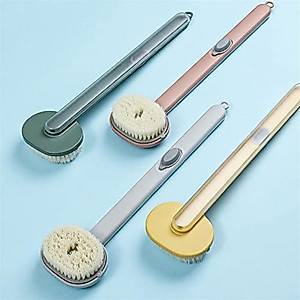 INGVY Dry Brushing Body Brush Long Handle Liquid Bath Brush Bathroom Body Brushes Back Body Bath Shower Sponge Exfoliating Scrub Massager Skin Cleaning Tools (Color : Gray)