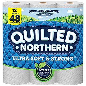 Quilted Northern Ultra Soft & Strong Toilet Paper, 12 Mega Rolls = 48 Regular Rolls, 2-ply Toilet Paper