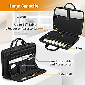 FINPAC 15.6 Inch Laptop Sleeve Case - Briefcase Shoulder Bag with Tablet Pocket and Accessory Pouch for MacBook Air 15, MacBook Pro 15 16 and Up to 15.6" Samsung Lenovo HP Acer ASUS Dell Laptop, Black