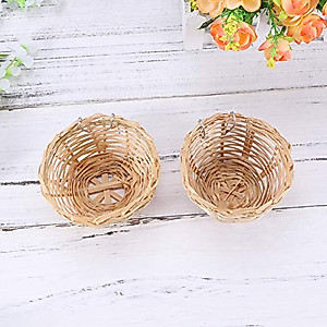 POPETPOP Bird Bamboo - 4 Pack Natures Bamboo with Hook Handwoven Natural Bird Cage House Hatching Breeding Cave Counntry-Style Bird for Parakeets Canary Swallow Finch