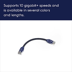 Amazon eero CAT6a Ethernet cable - Supports 10 gigabit+ speeds, 6 inch, 1-pack, Midnight Blue