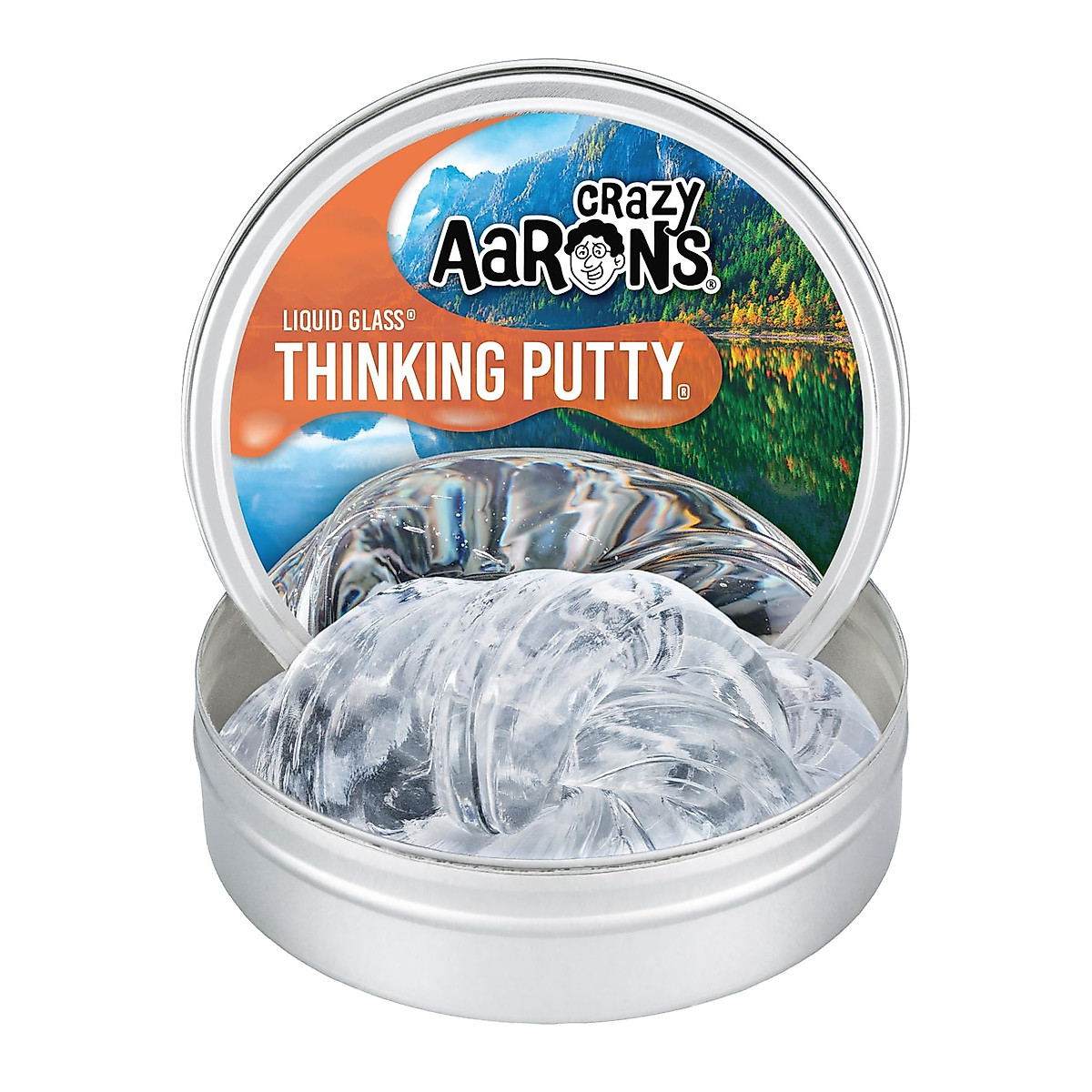 Crazy Aaron's Liquid Glass Thinking Putty 4 Inch Tin (3.2 oz) - See-Through Putty, Soft Texture - Never Dries Out