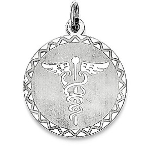 IceCarats 925 Sterling Silver Nurse Caduceus Paramedic Emt Doctor Medical Student Nursing Symbol Disc Necklace Charm Pendant Only