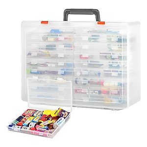 Toy Storage Case Compatible with Mini Brands Collector Toys, Plastic Display Container with 18 Small Boxes for 5 Surprise Series 1 2 3 4, for Miniverse, Shopkins, Real Littles, Miniatures (Box Only)
