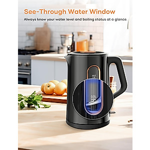 Electric Kettle, 304 Stainless Steel Interior, BPA-Free, Double Wall 1.5L Hot Water Boiler, 1500W Tea Kettle with Auto Shut-Off & Boil Dry Protection, Cordless Base & LED Indicator