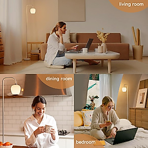 ONEWISH White Floor Lamp-Modern Standing Lamp for Living Room Bedroom, Opal Glass Lamp Shade, LED Bulb Included, for Reading Office, Simple Design Home Decor for Christmas Thanksgiving Day