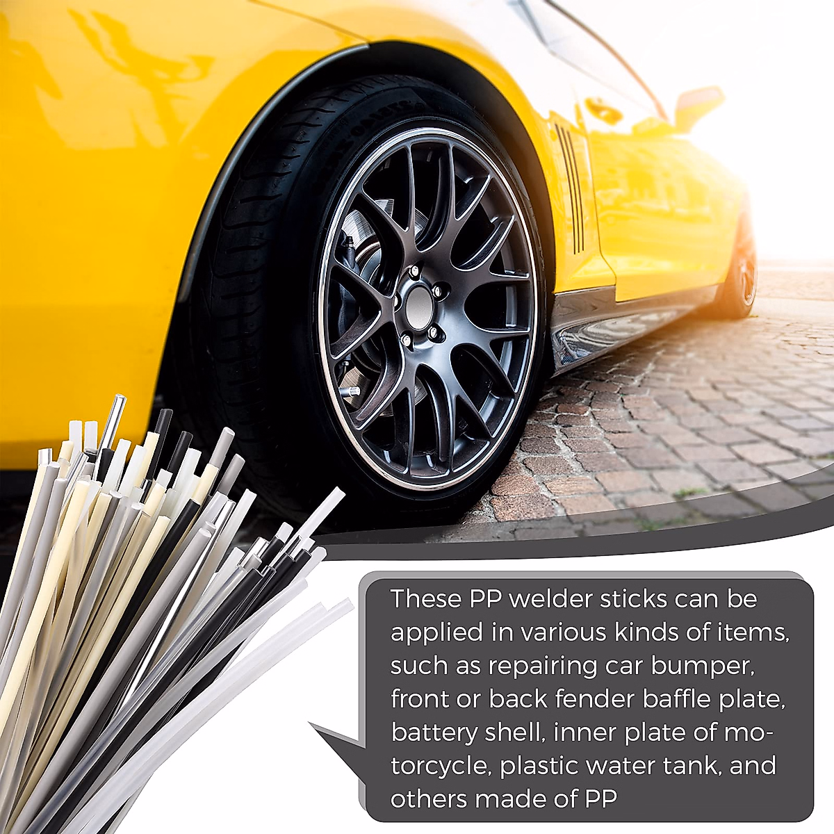 Saintrygo 78 Pieces Plastic Welding Rods, PU PP ABS PE TPO PA PC 7 Types of Plastic Welding Repair Rods Strips Common Plastic Welding Rods Kit for Car Bumpers Daily Plastic Repair, 7.9 Inch