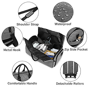 Rolling Garment Bags,Garment Bag with Wheels Travel Garment Bag with Shoe Compartment Rolling Duffle Bag with Wheels Trolley Suit Bag Overnight Weekender Bags for Women or Men-Grey