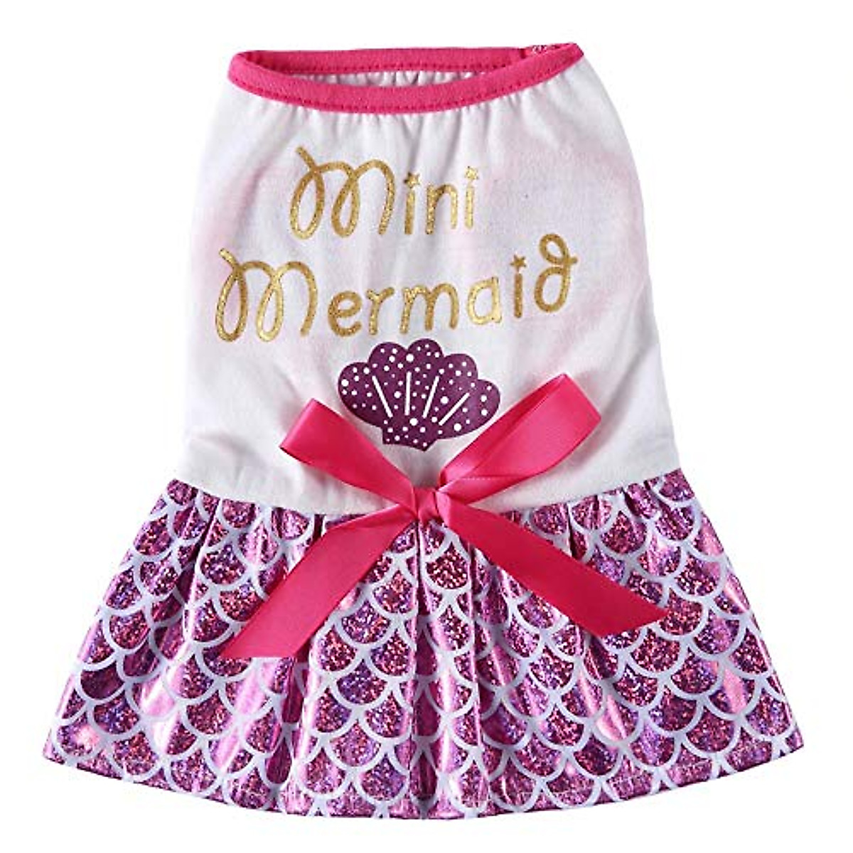 MSNFOASM Pet Clothes Dog Cat Tutu Dress Skirt for Dog Girl Boy Xmas Pet Costumes for Christmas Thanksgiving Holiday(Pink Mermaid,M)