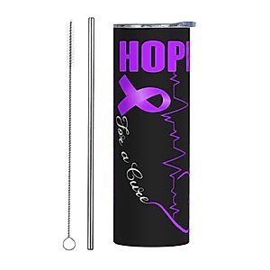 LIICHEES Hope For A Cure Sarcoidosis Awareness Stainless Steel Vacuum Insulated Tumbler 20oz Coffee Cups Travel Mug Water Cup with Leak-Proof Flip Lid Metal Straw Cleaning Brush