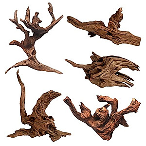 5Pcs Driftwood Branches Aquarium Wood Decoration Natural Fish Tank Habitat Decor Wood for Lizard Assorted Size,Small