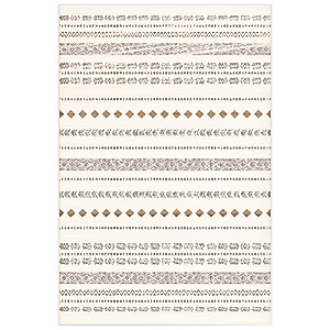 RELEANY Area Rug 8x10 Washable Rugs for Living Room Rug Non-Slip, Soft Moroccan Geometric Farmhouse Low Pile Design Printed Carpet for Dining Room Bedroom Office Home Decor Brown
