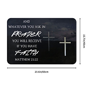 Vivacite Prayer Mat Christian Gifts for Women Men Faith Religious Spiritual Gifts for Women Prayer Rug with Bible Verse Christian Decor Area Rug for Pray Scripture Matthew 21:22, 24"X16"