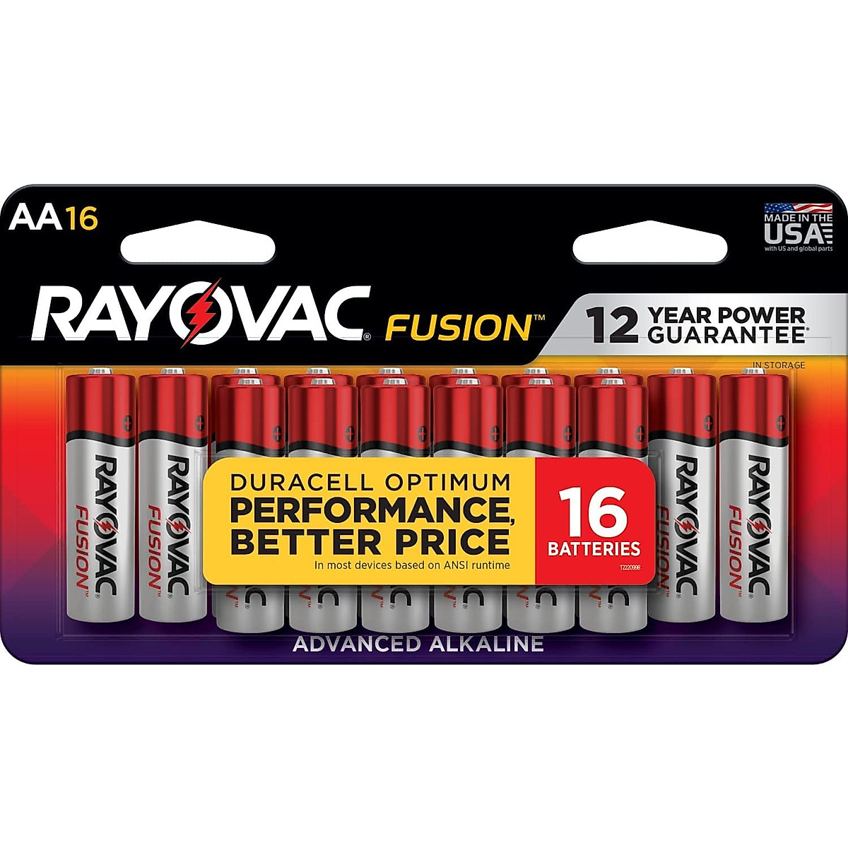 Rayovac Fusion AA Batteries and AAA Batteries, 16 Double A Batteries and 16 Triple A Batteries Combo Pack, 32 Count