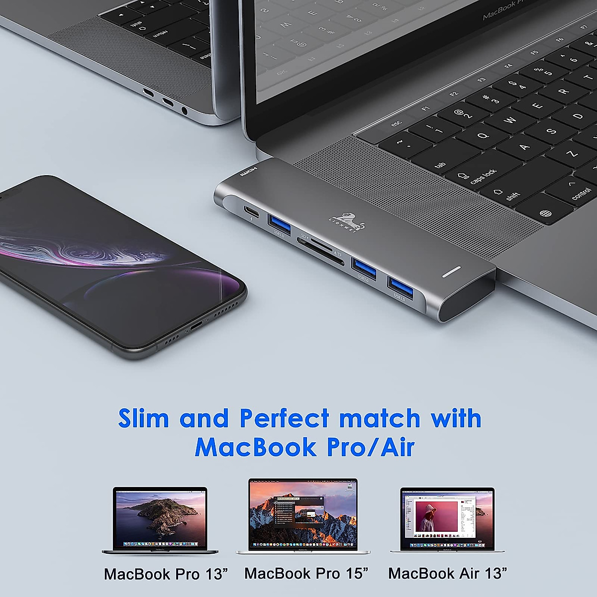 USB C Hub Adapter for MacBook Pro 2020 2019 2018 2017 2016 with 4K HDMI,100W PD 40Gbps Thunderbolt 3