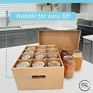 Mason Jar Storage Box Set of Three for Quart Size Canning Jars with Handles Heavy Duty Stackable Cardboard Box for Regular and Wide Mouth 32 Oz Mason Jars Canning Jar Storage Box With Labels