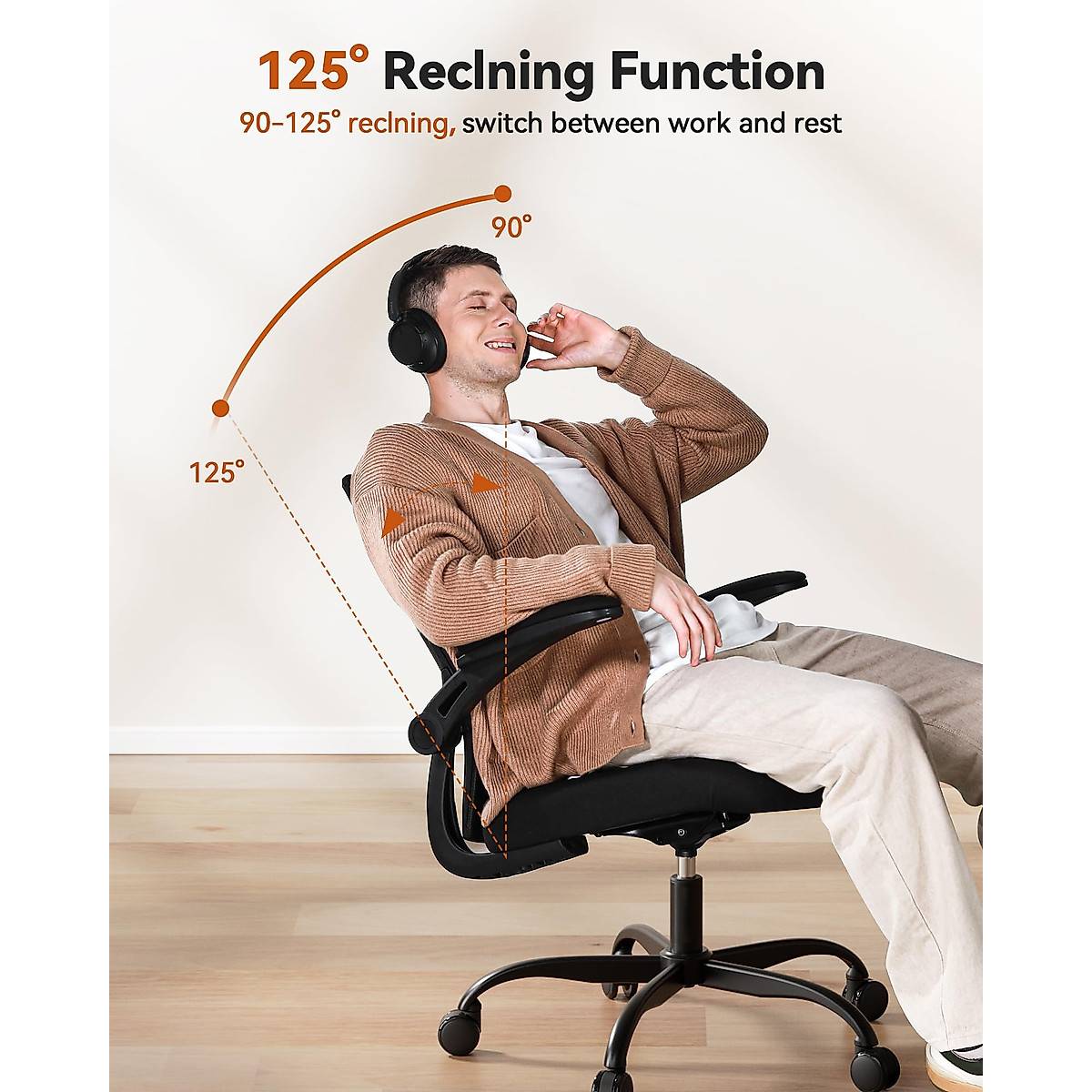 CAPOT Ergonomic Office Chair 350lbs Capacity - 3.9-inche Cushion and Tall Back Computer Desk Chair Breathable Mesh - Comfortable Swivel Office Chair with Adjustable Lumbar Support