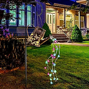 NA Watering Can Lights, Solar LED Lantern Outdoor Fairy Light Waterproof,Decorative Retro Metal Solar Shower Lights (with Bracket)