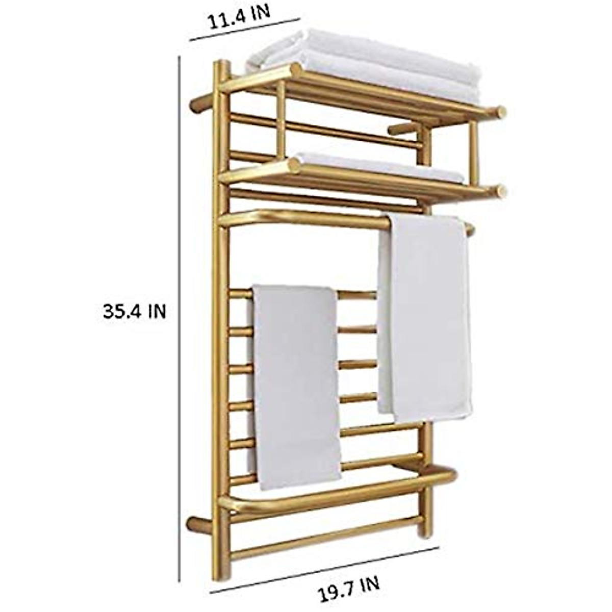 Bathroom Wall Heater Towel Warmers for Bathroom, Wall Mounted Electric Heated Towel Rack, 304 Stainless Steel Towel Dryer Rack Heated Towel Bars, Towel Rail Rack for Bathroom, Gold (Golden Hardwired