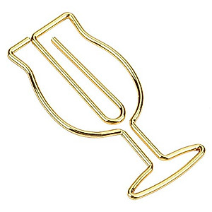 10pcs Gold Paper Clips, Electroplating Metal Goblet Shaped Paper Clip Funny Stationery Bookmark Marking Clip Works as Paper Clips, File Clips, Bookmarks