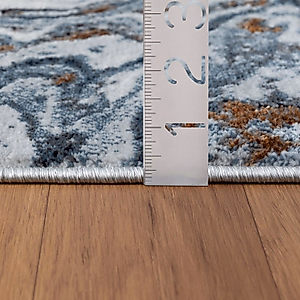 LUXE WEAVERS Marble Effect Abstract Blue 8x10 Area Rug