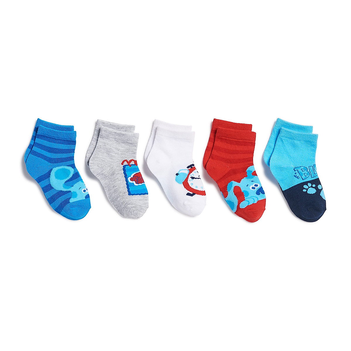 Nickelodeon Baby Boys Clues & You 5 Pack Shorty Socks, White Blue Multi, 2T-4T