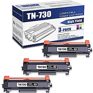 TN730 Compatible TN-730 Black Toner Cartridge Replacement for Brother TN-730 DCP-L2550DW MFC-L2710DW HL-L2350DW HL-L2370DW HL-L2390DW Toner.(3 Pack)