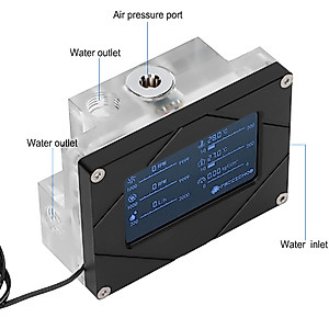 Zunate Water Cooling Temperature Meter, G1/4 Water Cooling Meter Indicator with Digital Screen, Meter Indicator for PC Water Cooling System Waterflow Temperature Monitoring