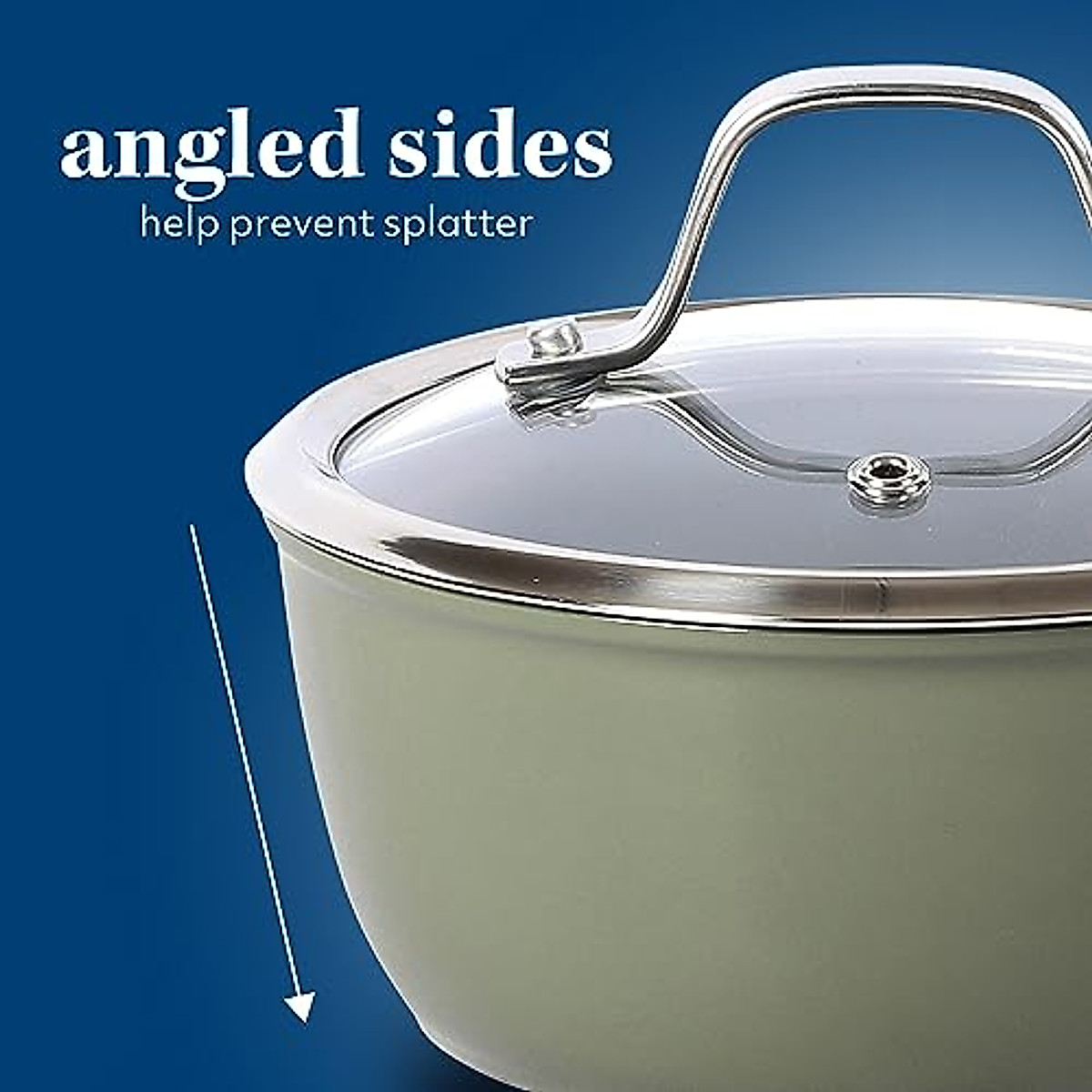 Sur La Table Kitchen Essentials 10 Piece PFA Free Non-Toxic Titanium Ceramic Nonstick Interior Forged Aluminum Cookware Pots and Pans Set - Green - Induction Compatible