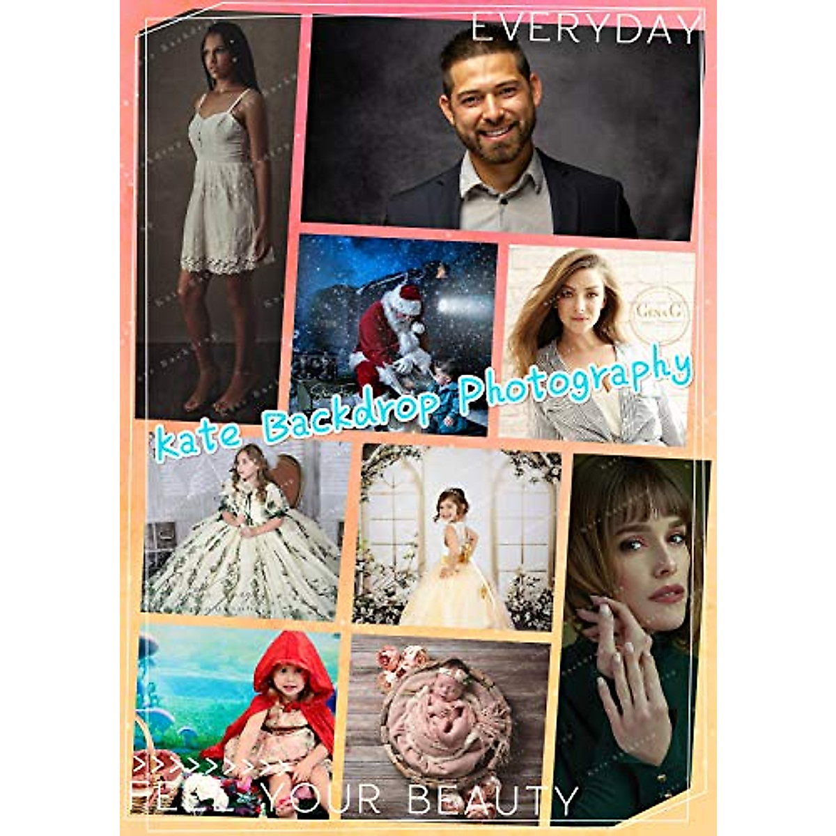 Kate 5x7ft Light Grey Photo Backdrops Gray White Backdrops Abstract Photoshoot Backgrounds Headshot Backdrops Newborn Photography Backdrop