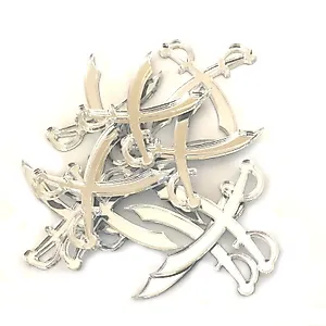Super Cool Creations Pirate Cutlass Shaped Crafting Mirrors, Set of 10, Many Colours, Shatterproof Acrylic, Black, Pack of 10 x 3cm