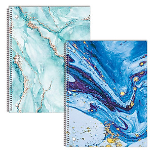 Better Office Products Marble Design Spiral Notebooks, 2 Pack, College Rule, 100 Sheet, 10.5 x 8 inches, Abstract Marble Fashion Design Covers, 2 Pack