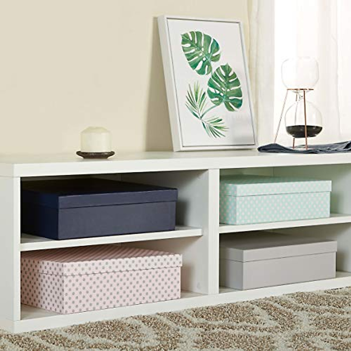 Urban Shop 5 Piece Multi Compartment Drawer Storage Organizer, Blush Polka Dot