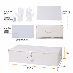 Yakucho Wedding Dress Box-Wedding Dress Preservation Box with 20 Sheets of Acid Free Tissue Paper for Storage Wedding Dress Storage Box Kit(Beige)