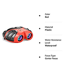 LET'S GO! Gifts for Girls 3-12 Years Old, DIMY Compact Waterproof Binocular for Kids Girls Easter Toys Age 3-12 Brithday Best Easter Gifts for Girls Kids Red