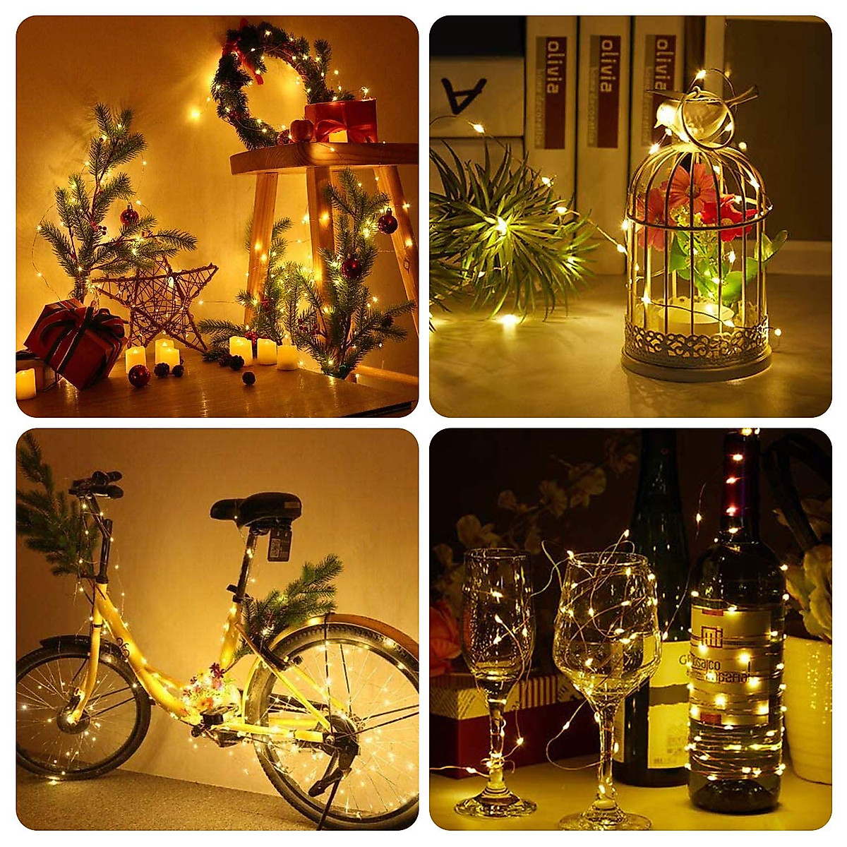 Solar String Lights, 100-LED 39ft 8-Lighting Modes Waterproof Copper Wire Solar Powered Fairy Lights for Christmas, Patio, Lawn, Garden Decorations (1 Pack, Warm White)