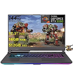 Asus ROG Strix G17 G713 Gaming Laptop 17.3” FHD 144HZ IPS AMD Octa-Core Ryzen 7 4800H (Beats i7-10750H) 16GB RAM 512GB SSD GeForce RTX 3060 6GB USB-C Backlit Win10 Gray + HDMI Cable