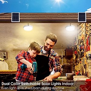 Malitupy Solar Ceiling Lights Indoor Outdoor Home, Daytime & Dimmable 1000LM Solar Shed Light with ON Off Switch & Remote, Cool/Warm White Solar Barn Light for Yard, Patio, Shop, Porch, Chicken Coop