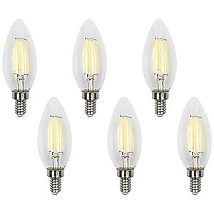Tesler 60W Equivalent Torpedo 5.5W LED Filament Candelabra 6-Pack