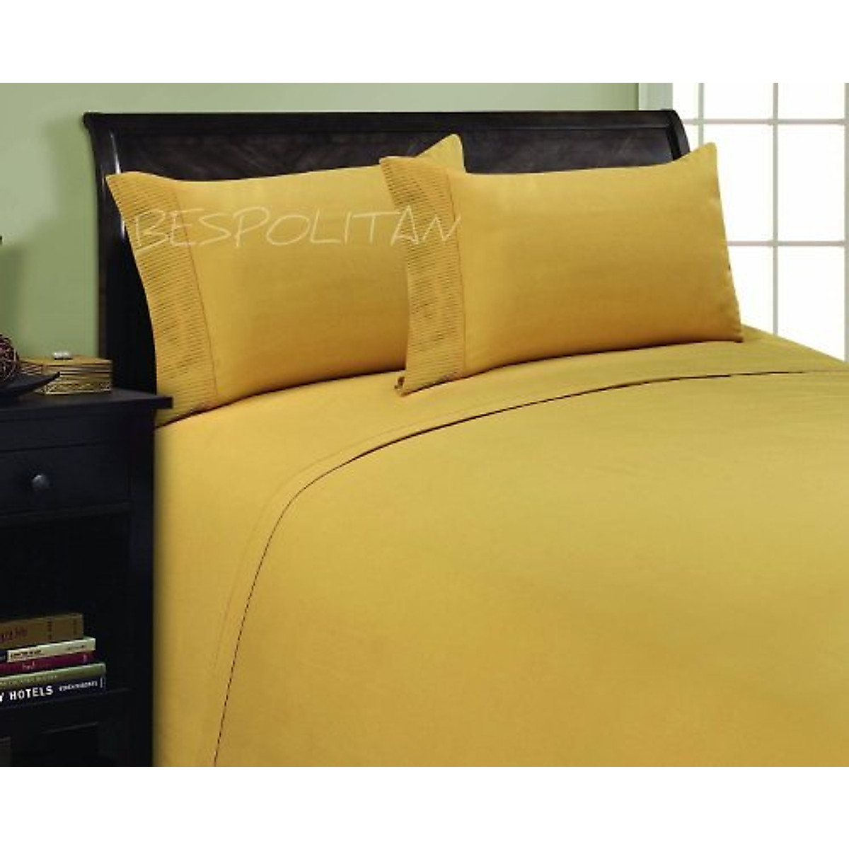 Elegance Linen 1800 Thread Count PLEATED DESIGN Egyptian Quality Luxurious Silky Soft WRINKLE RESISTANT 4 pc Sheet set, Deep Pocket Up to 16" - All Size and Colors, Queen Gold